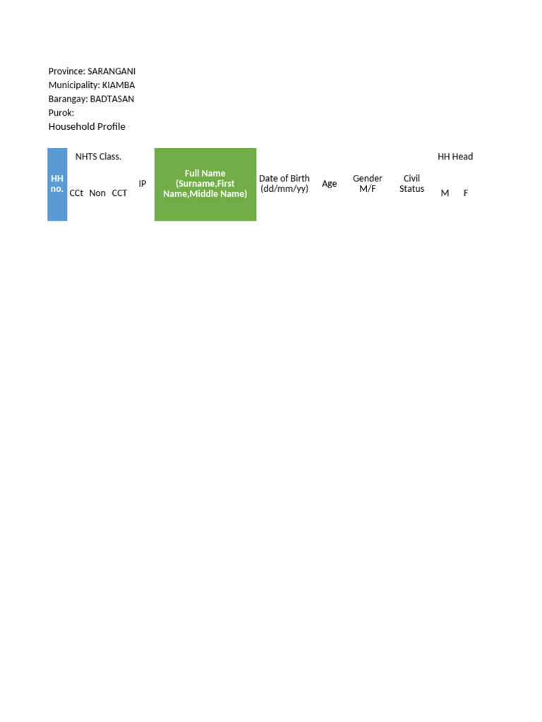 Barangay Household Profile | PDF | Human Reproduction