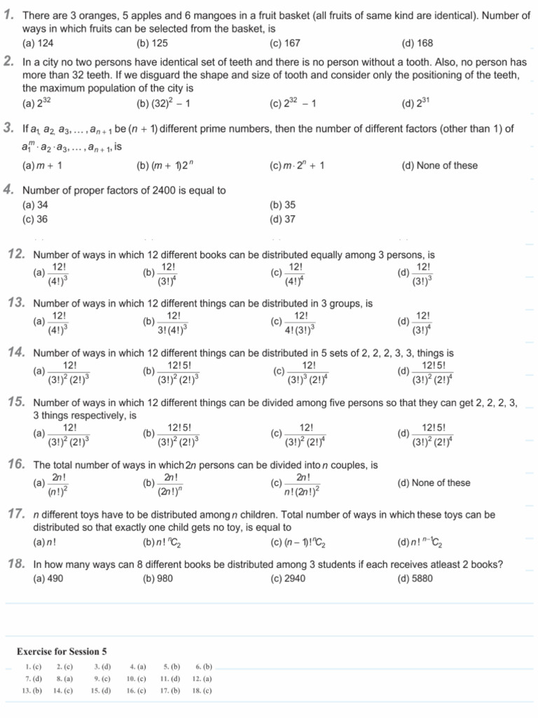 Combination+distribution HW | PDF