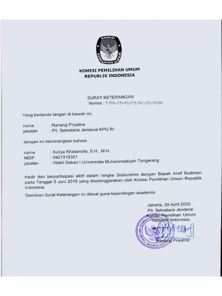 Pengalaman KPU 2020 | PDF