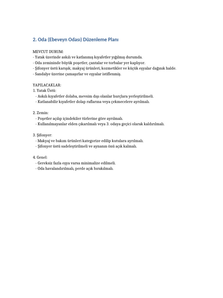 2 Oda Duzenleme Plani | PDF