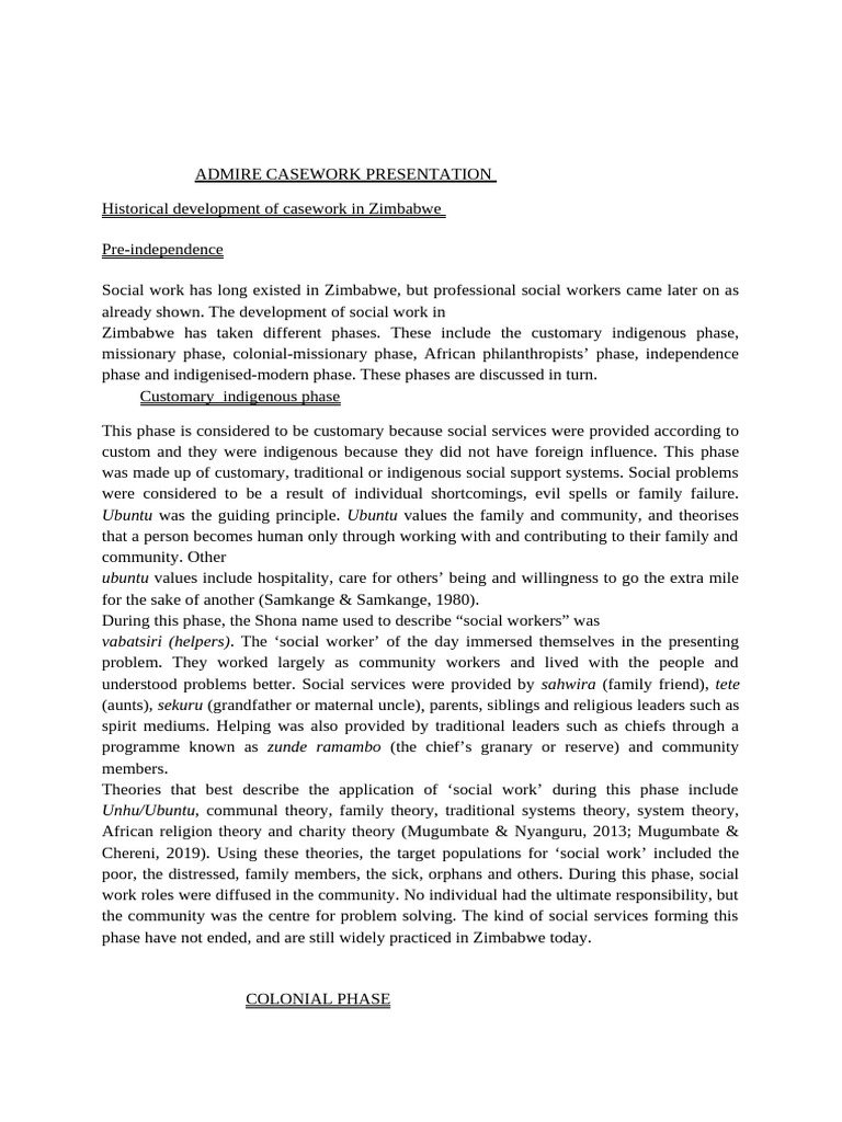 Admire Casework Presentation | PDF | Social Work | Zimbabwe