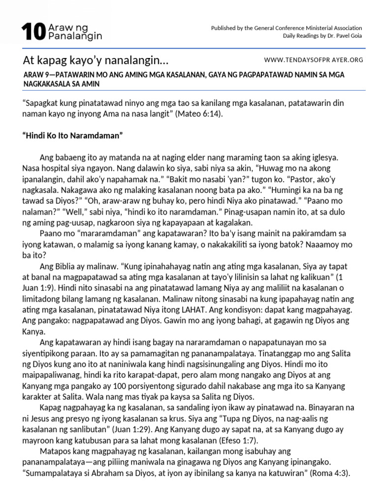 Day 9 Patawarin Mo Ang Aming Mga Kasalanan | PDF