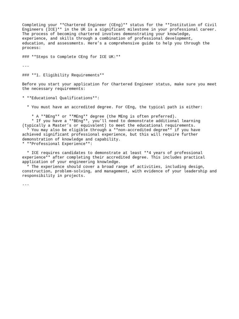 Completing Your Chartered Engineer - Part 1 | PDF