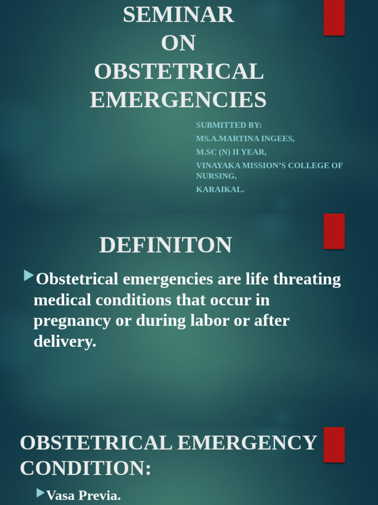 Obstetrical Emergencies | PDF | Childbirth | Uterus