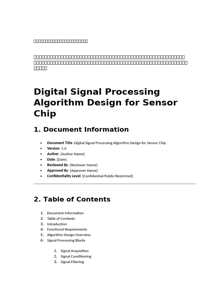 DSP Algorithm Design for Sensor Chips | PDF | Analog To Digital ...