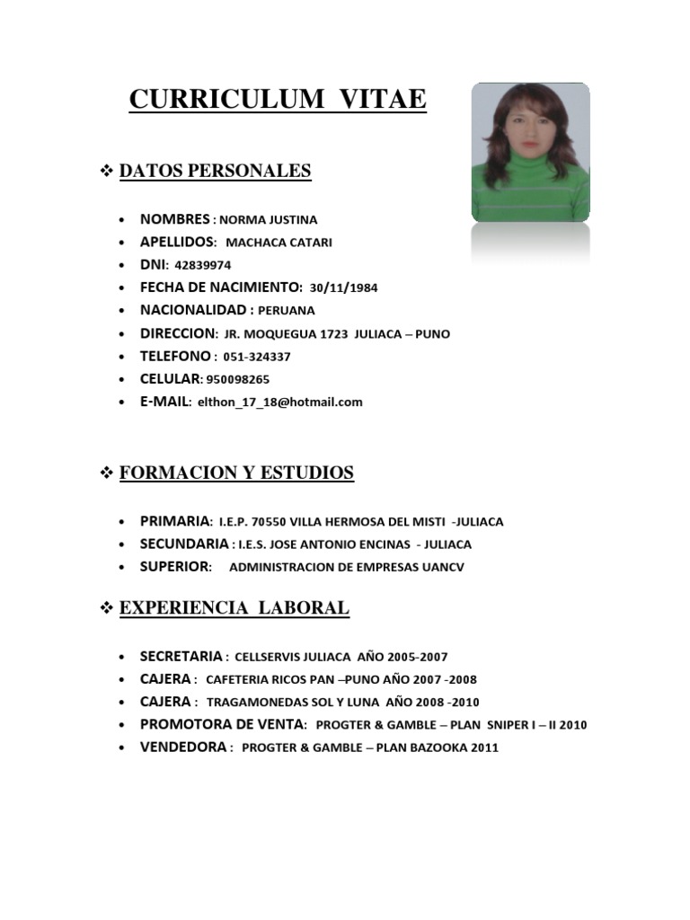 Curriculum Vitae Norma | PDF