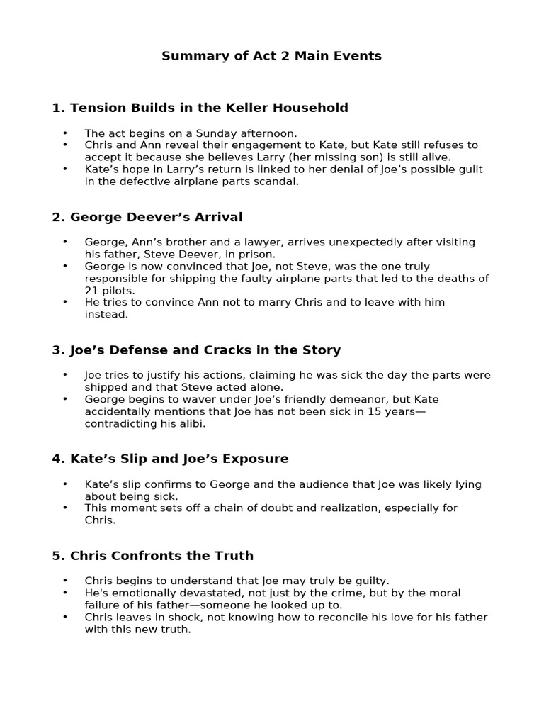 Summary of Act 2 Main Events | PDF