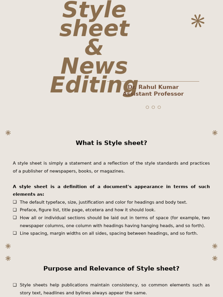 Style Sheet and News Editing | PDF | Editing | Copy Editing
