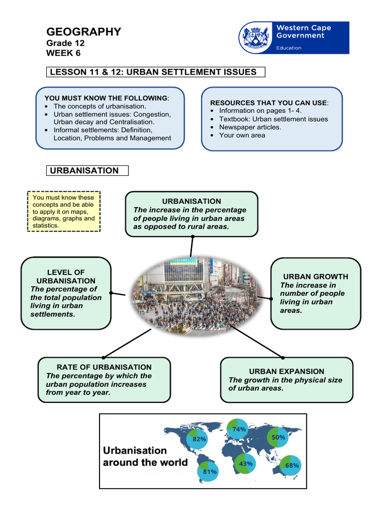 Grade 12 Week 6 Lessons 11-12 | PDF | Urbanization | Urban Area