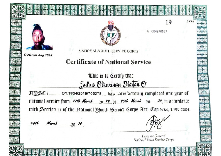 Julius Olawunmi Nysc | PDF