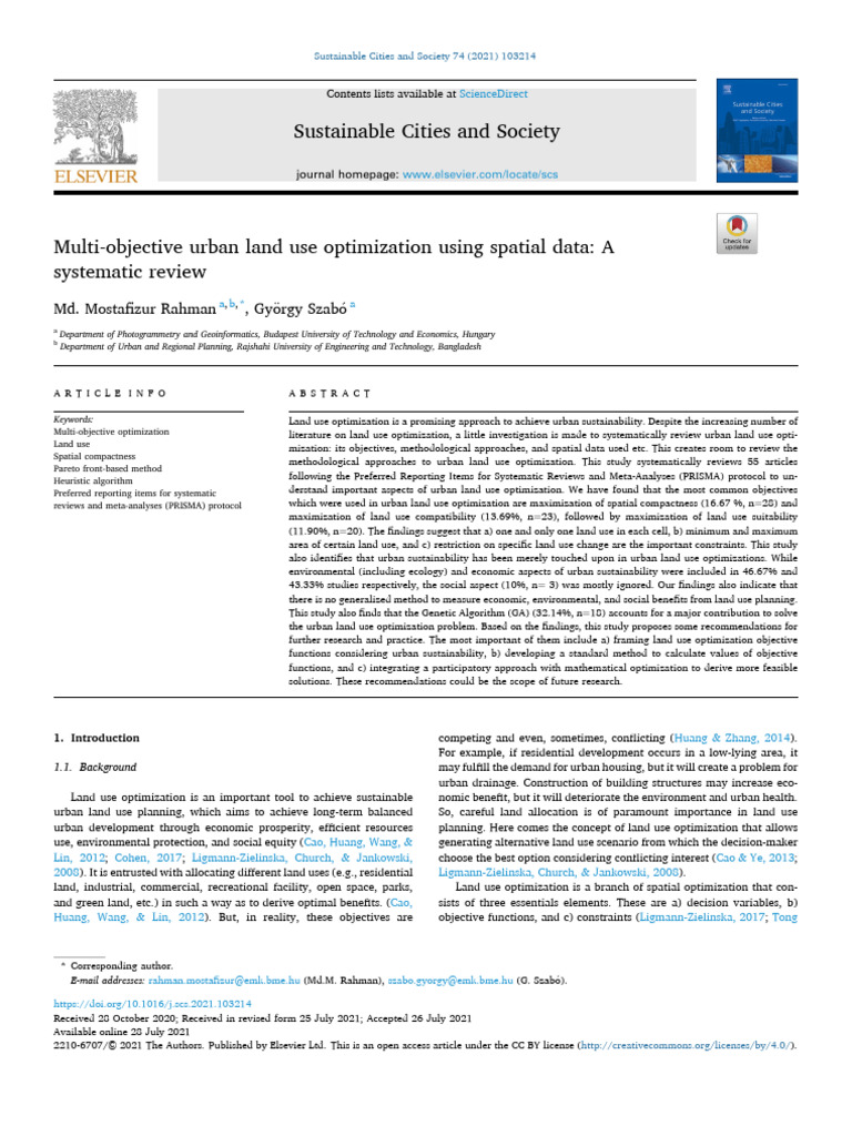 Multi-objective urban land use optimization using spatial data_ A ...