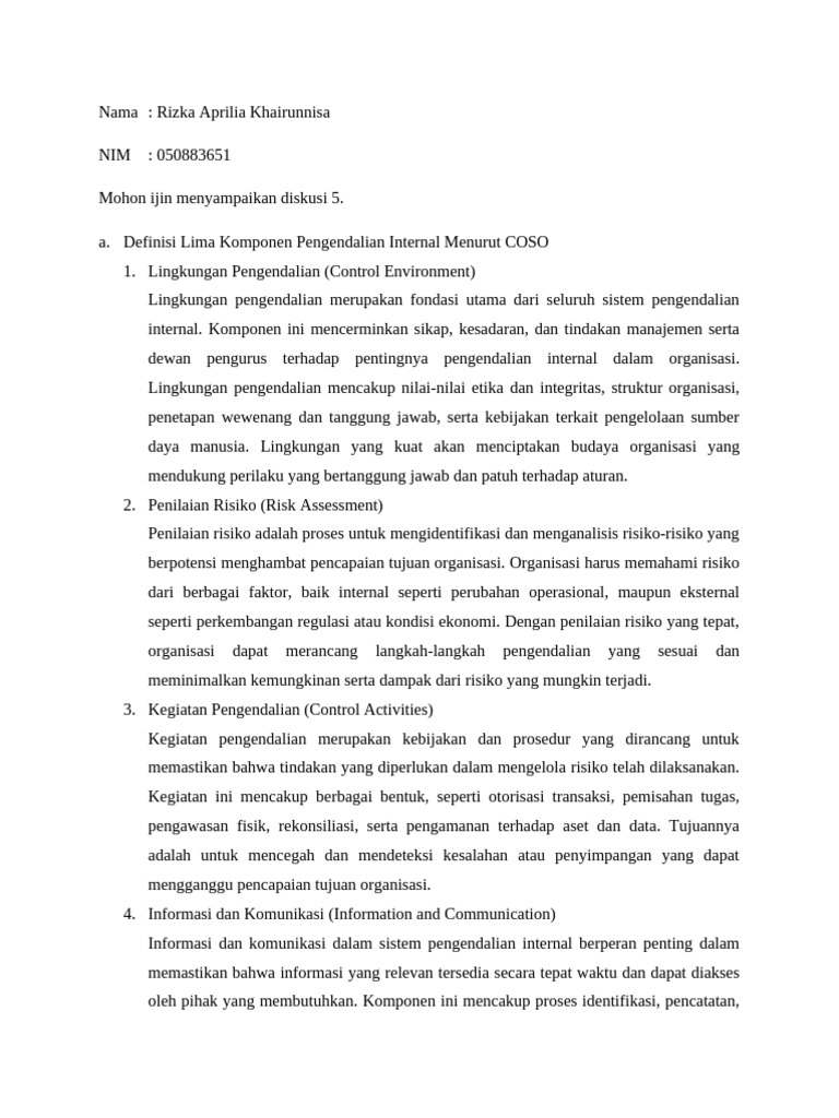 Diskusi 5 Audit Manajemen | PDF