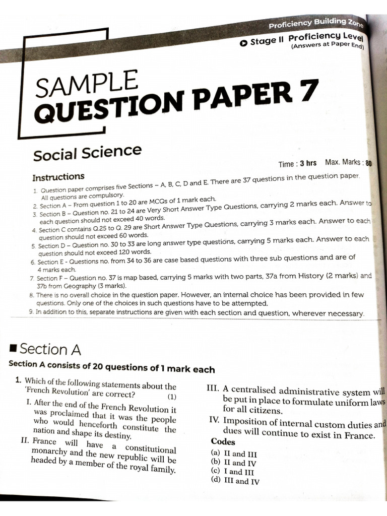 SST Practice Question Paper - 3 | PDF