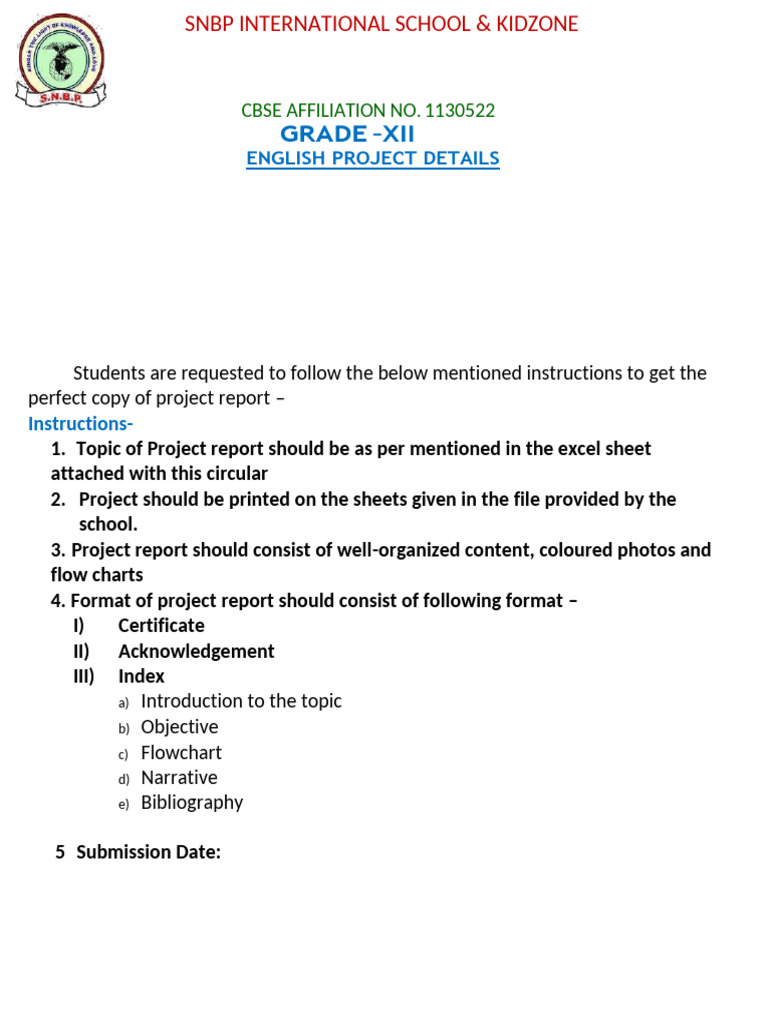 CBSE Grade XII English Project Guidelines | PDF