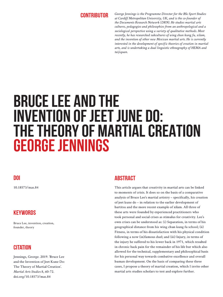 Bruce Lee and The Invention of Jeet Kune | PDF | Jeet Kune Do | Bruce Lee