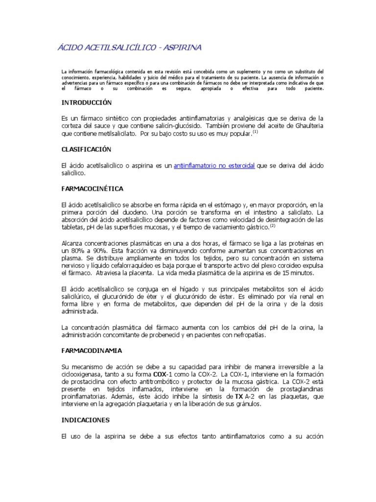 Ácido Acetilsalicílico | PDF | Aspirina | Antiinflamatorio