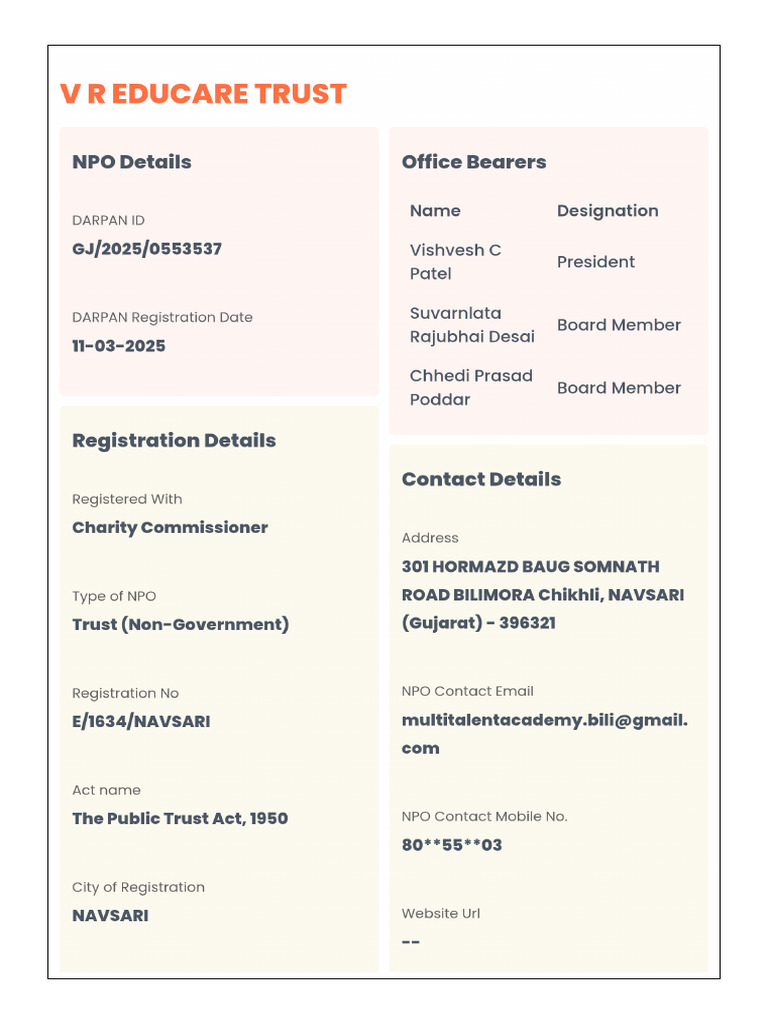 V R Educare Trust | PDF