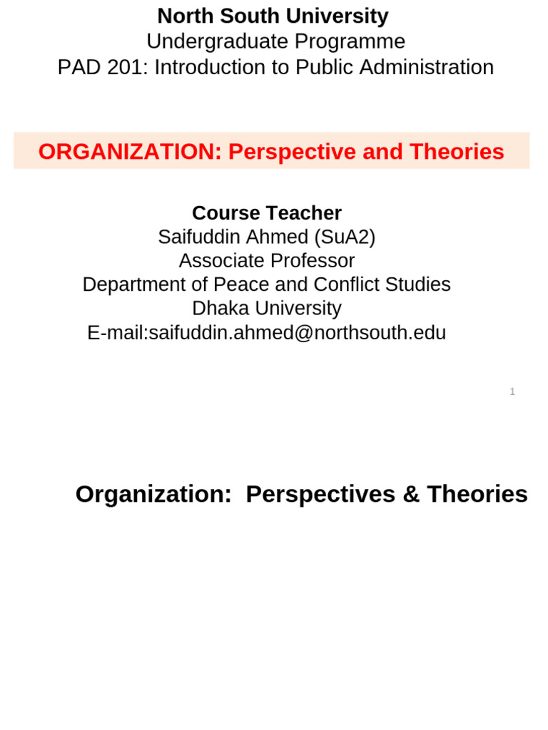 W+5 Organization Perspectives+theories | PDF | Systems Theory | System