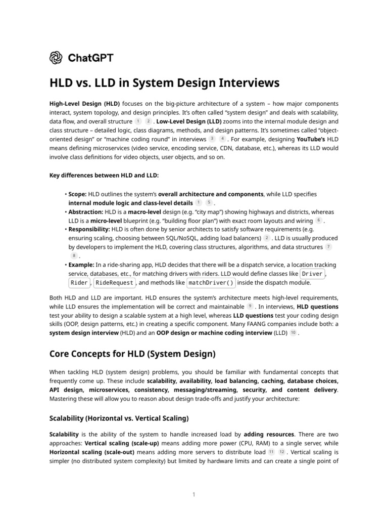 HLD vs. LLD in System Design Interviews | PDF | No Sql | Load Balancing (Computing)