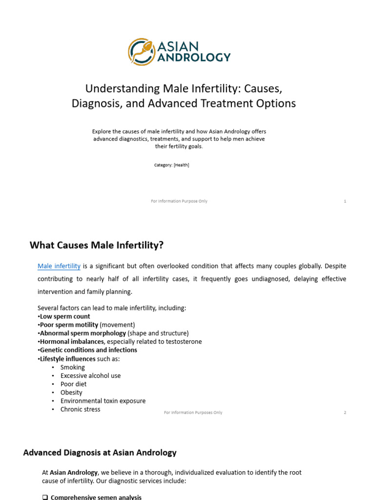 Understanding Male Infertility Causes Diagnosis Advanced Treatment ...