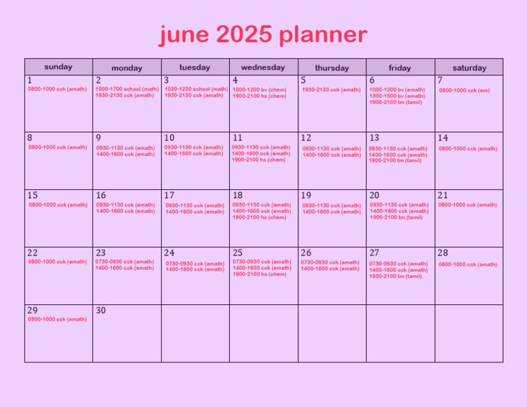 2025 06 June Calendar Orange Sunday Start en | PDF