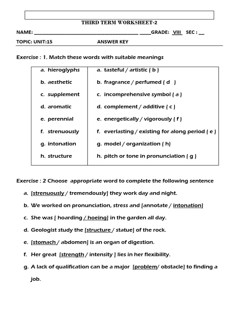 WORKSHEET -2 (UNIt 15) ANS KEY (1) | PDF