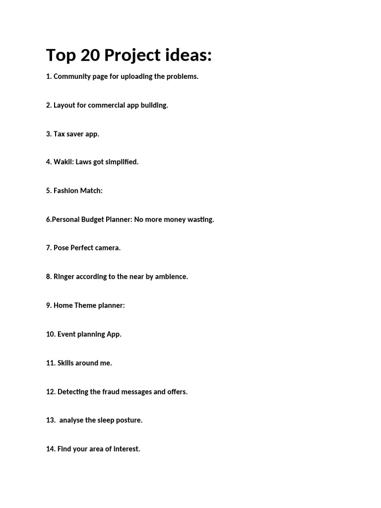 Top 20 Project Ideas | PDF