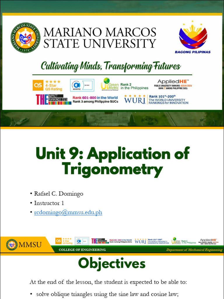 Trigonometry Applications in Oblique Triangles | PDF | Triangle ...