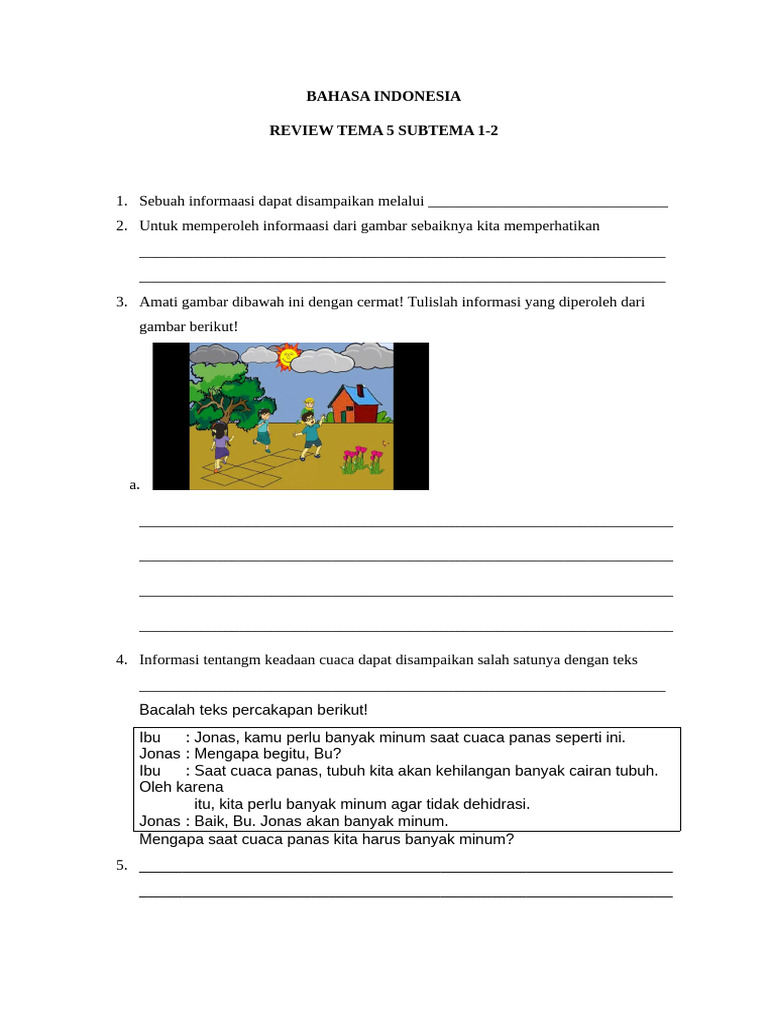 BAHASA INDONESIA PH Tema 5 Sub 1-2 | PDF