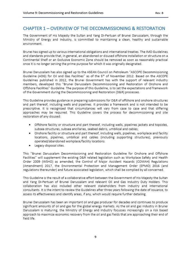 Chapter 1 Overview of The Decommissioning & Restoration Guidelines ...