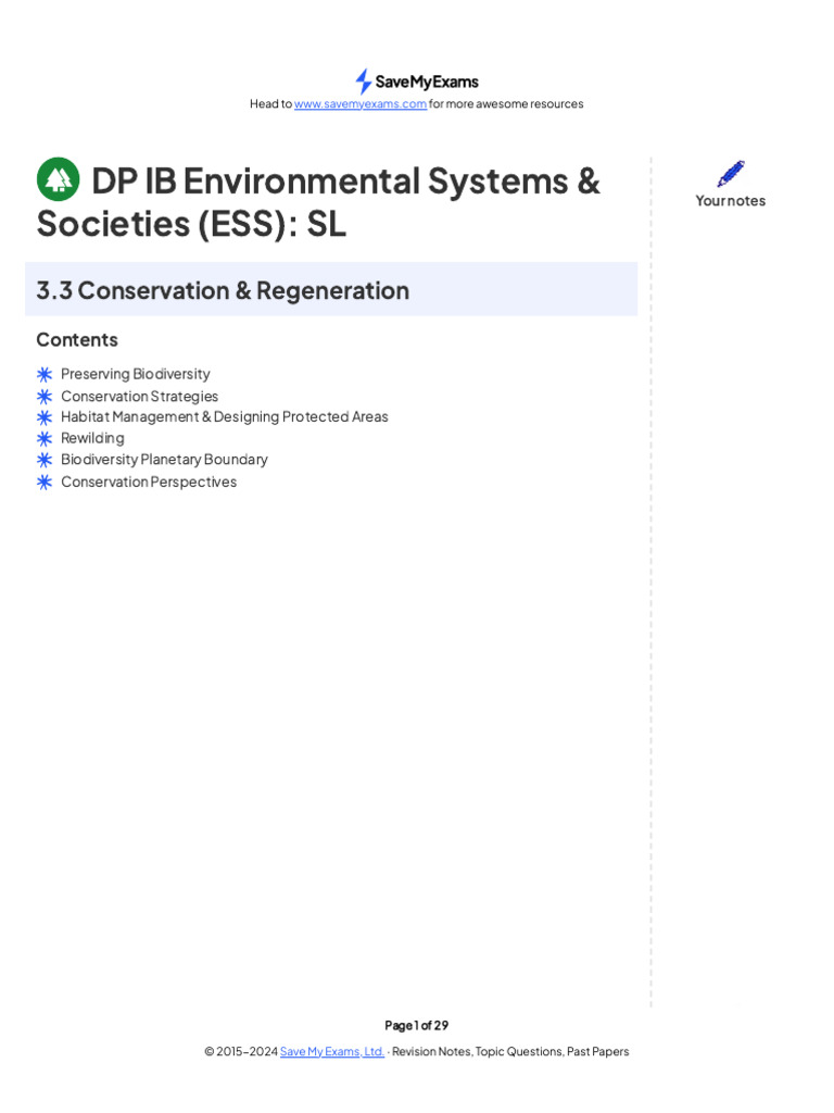 3.3 Conservation & Regeneration | PDF | Conservation Biology | Biodiversity