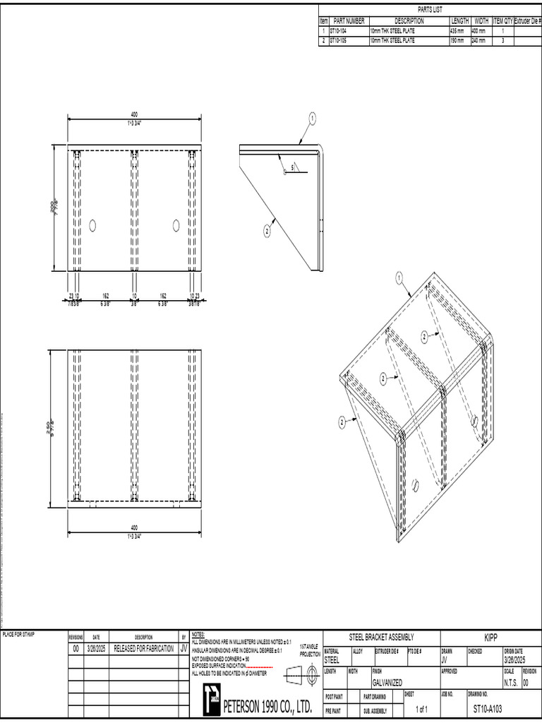 Steel Bracket Assembly Drawings | PDF | Extrusion | Metals