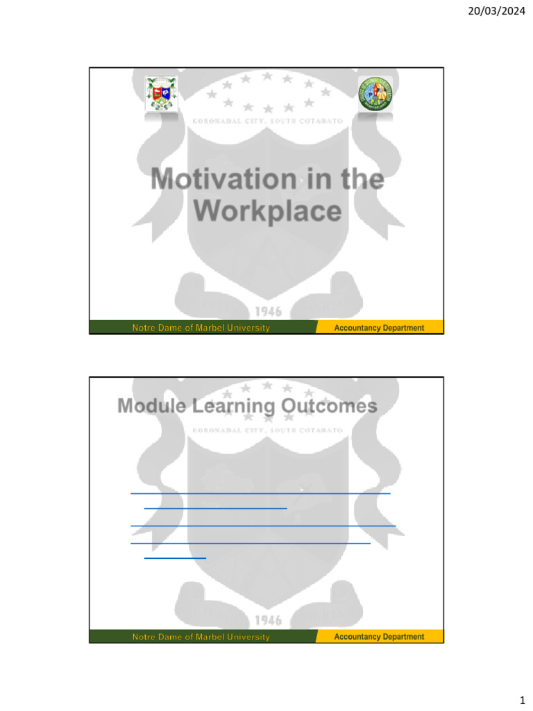 06-Motivation in The Workplace | PDF | Motivational | Motivation