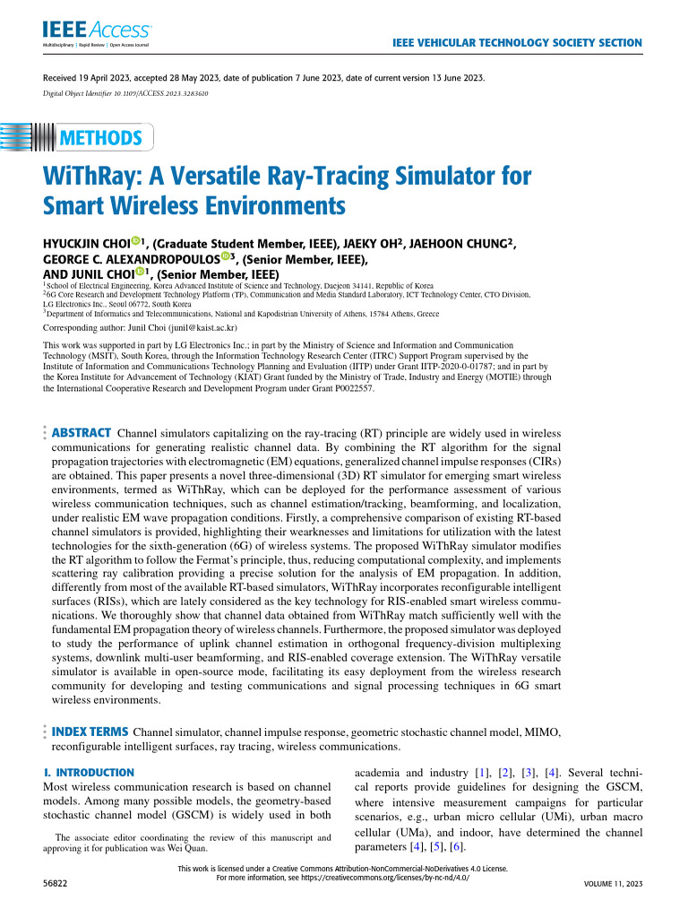 WiThRay A Versatile Ray-Tracing Simulator For Smart Wireless Environments | PDF | Scattering ...