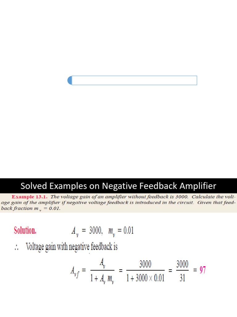 Solved Examples On Negative Feedback Amplifier | PDF