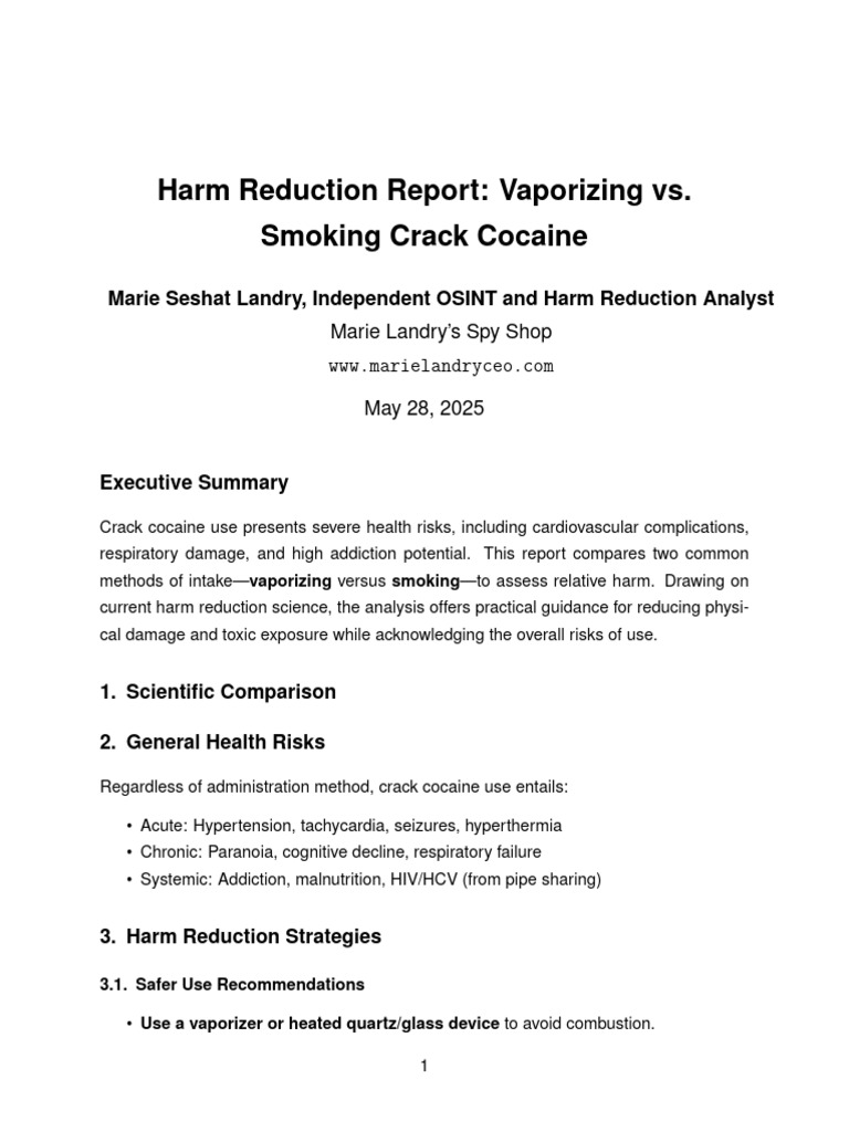 2025 Harm Reduction Report: Vaporizing Vs Smoking Crack Cocaine | PDF | Crack Cocaine | Cocaine