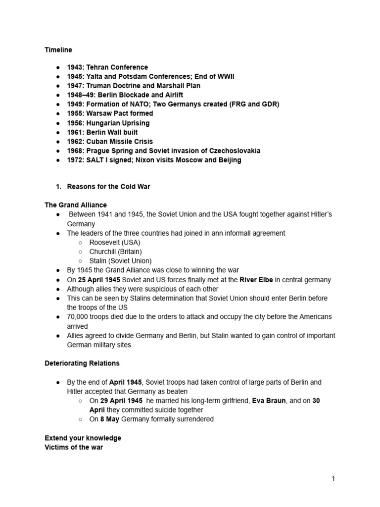 A Wolrd Divided - Superpower Relations, 1937 - 72 - History Revision ...