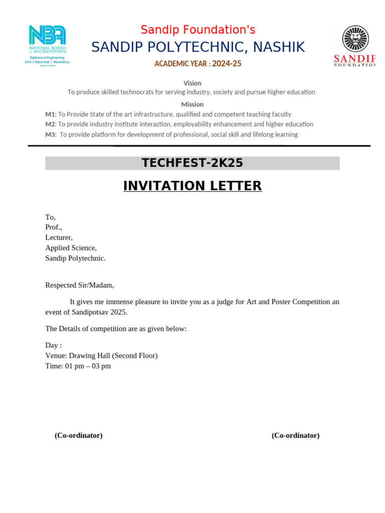 Invitation Letter Judges | PDF