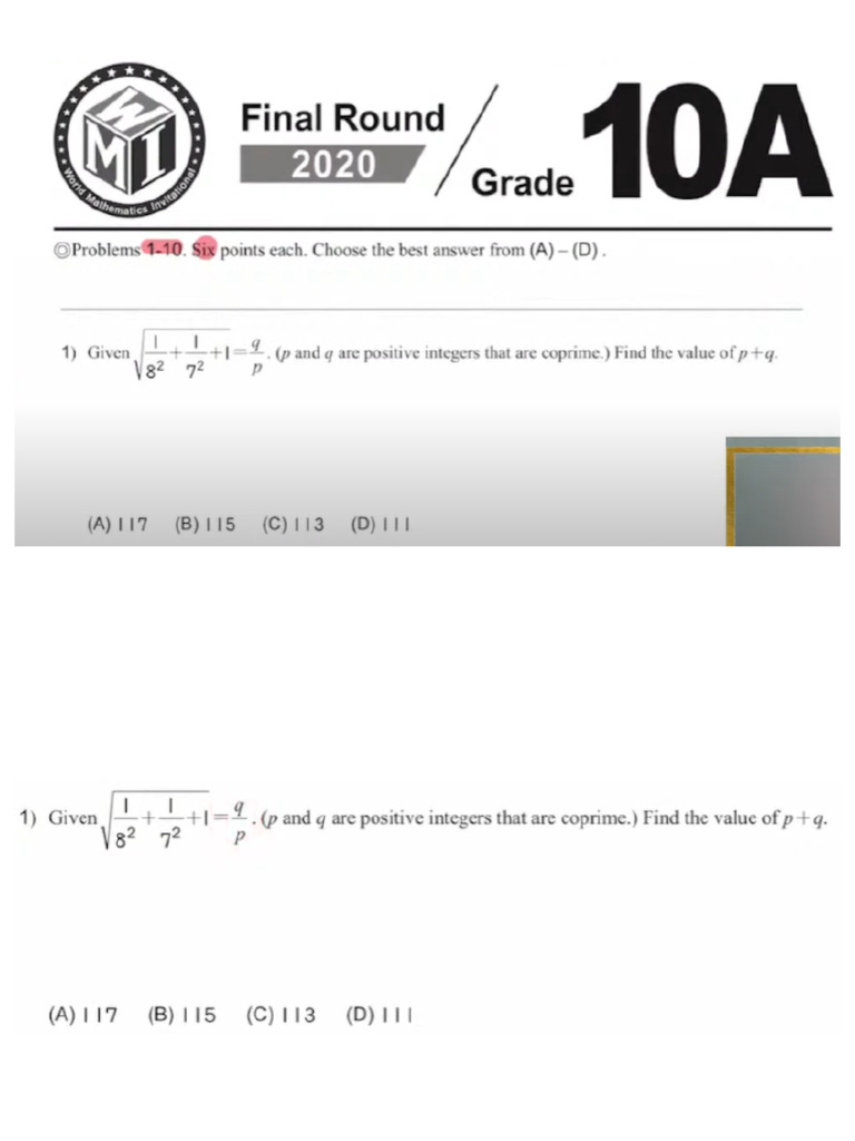WMI - 2020 Grade 10A (Final) | PDF