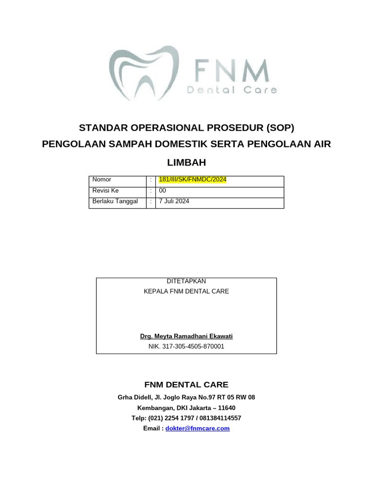 SPO Pengolaan Sampah Domestik Serta Pengolaan Air Limbah | PDF