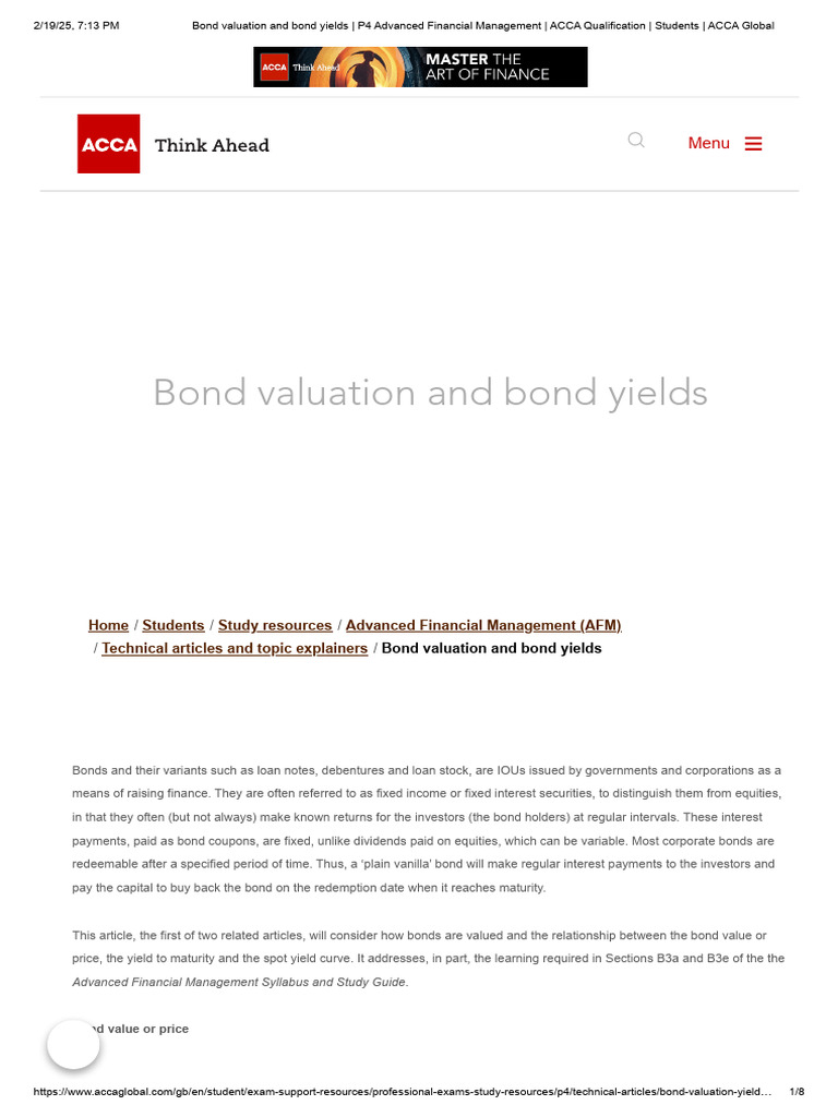 Bond Valuation and Yields Explained | PDF | Bonds (Finance) | Yield ...