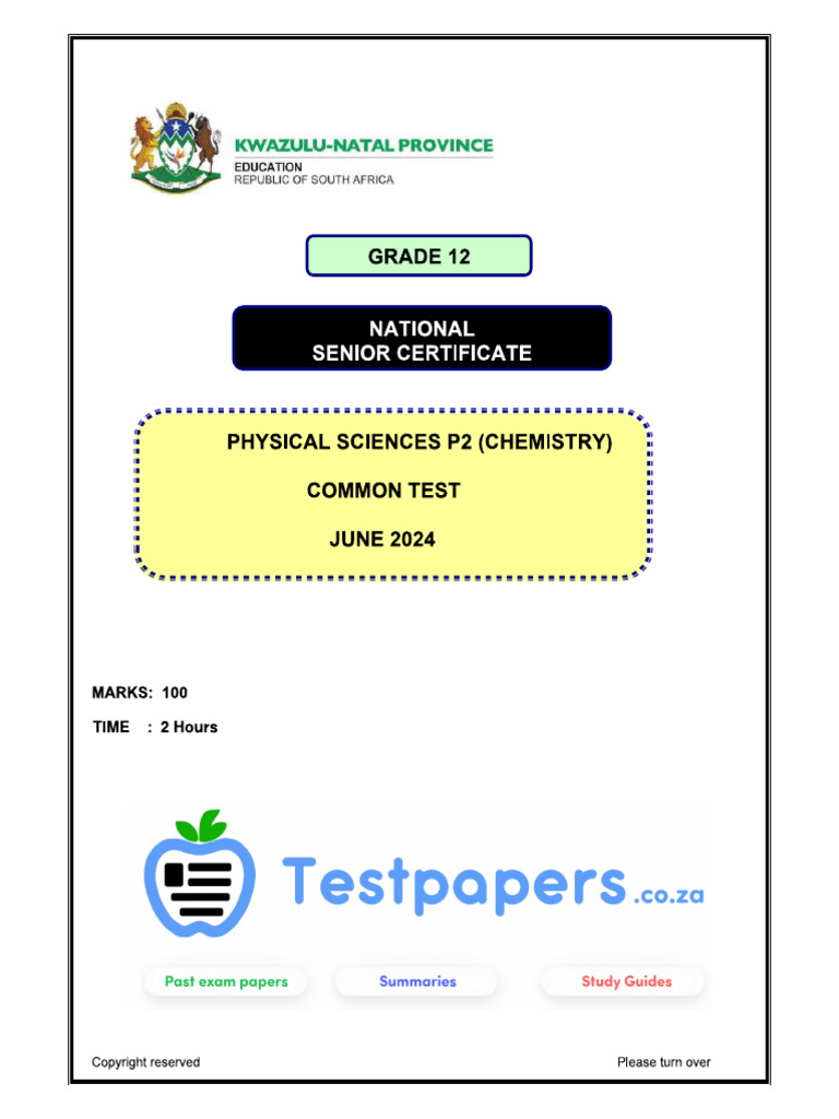 Physical Sciences Physics NSC P2 QP May June 2024 KZN | PDF