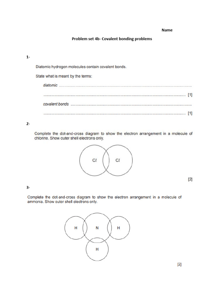 Problem Set 4b - Covalent Bonding Extra Problems | PDF