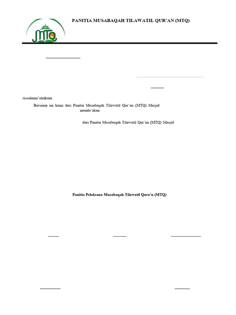 Permohonan Dana MTQ Anak Remaja 2025 | PDF