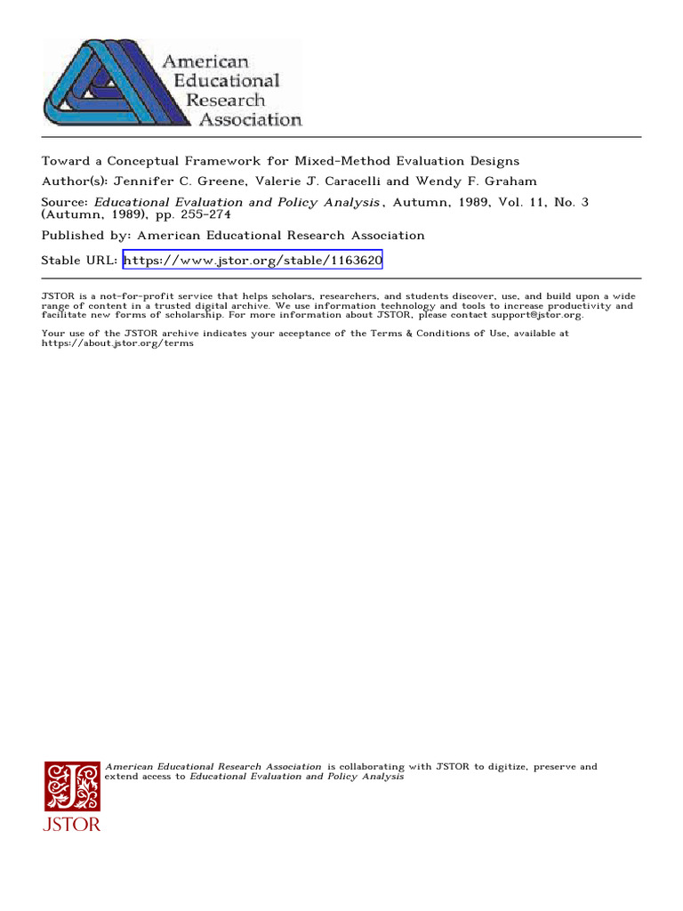 Toward A Conceptual Framework For Mixed-Method Evaluation Designs | PDF ...