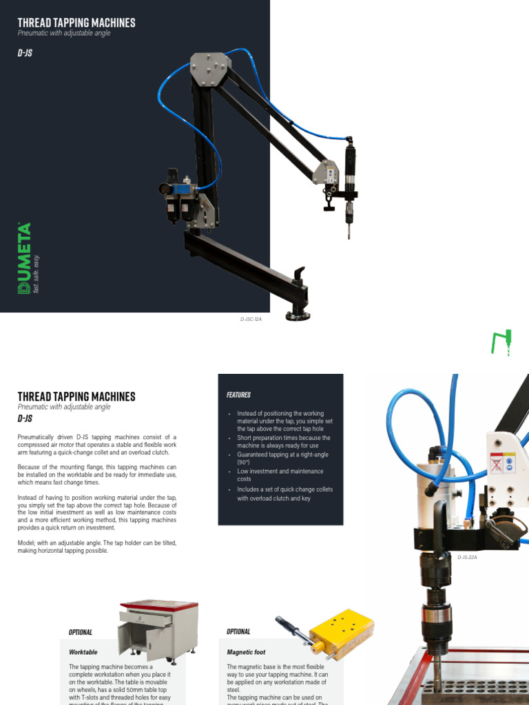 Thread Tapping Machine Pneumatic D Js Dumeta en | PDF | Manufactured ...