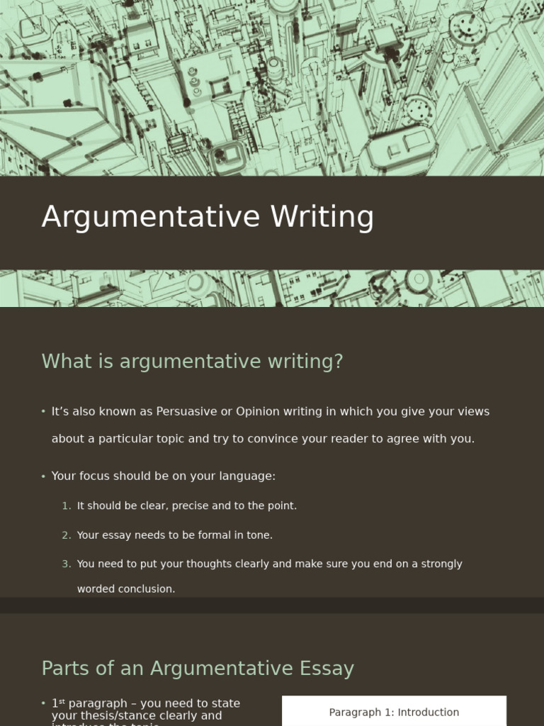 Guide to Argumentative Writing Basics | PDF