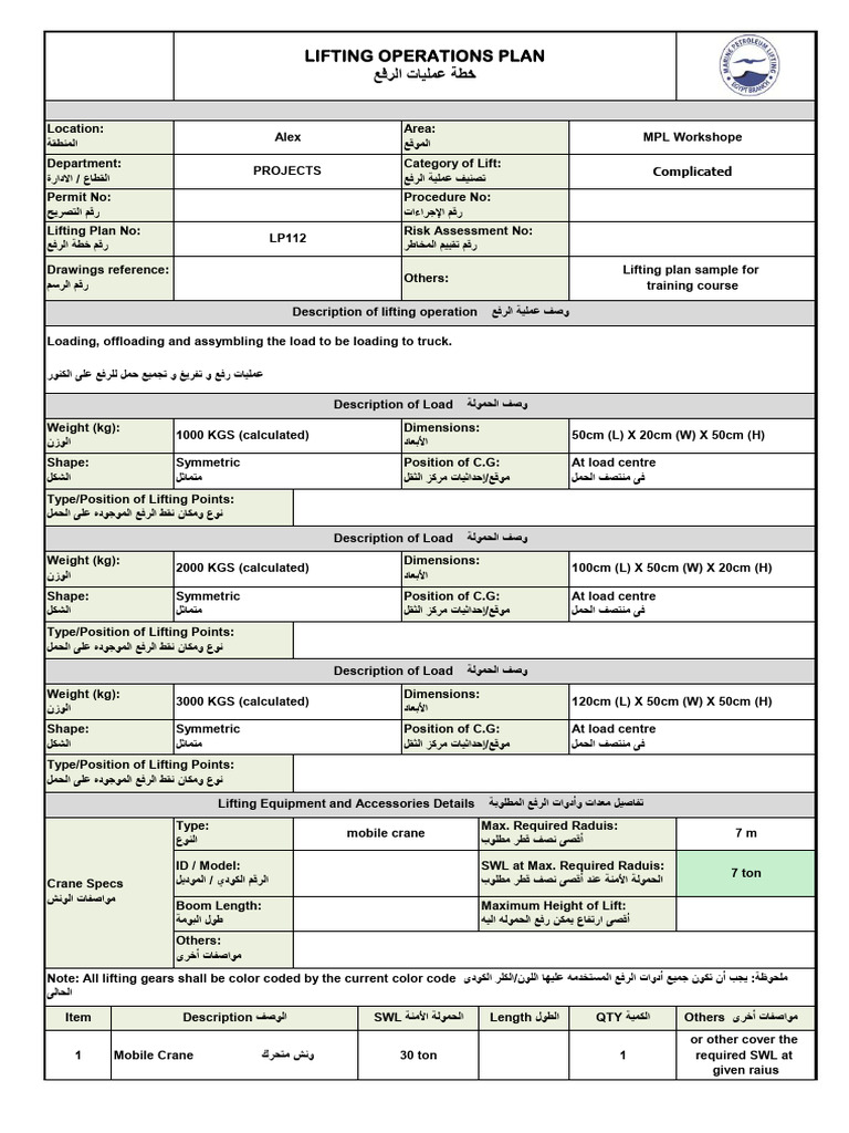 LP112 - Loading, Offloading and Assymbling The Load To Be Loading To ...