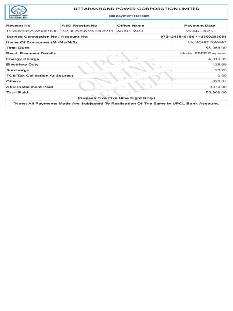 Bill Receipt | PDF