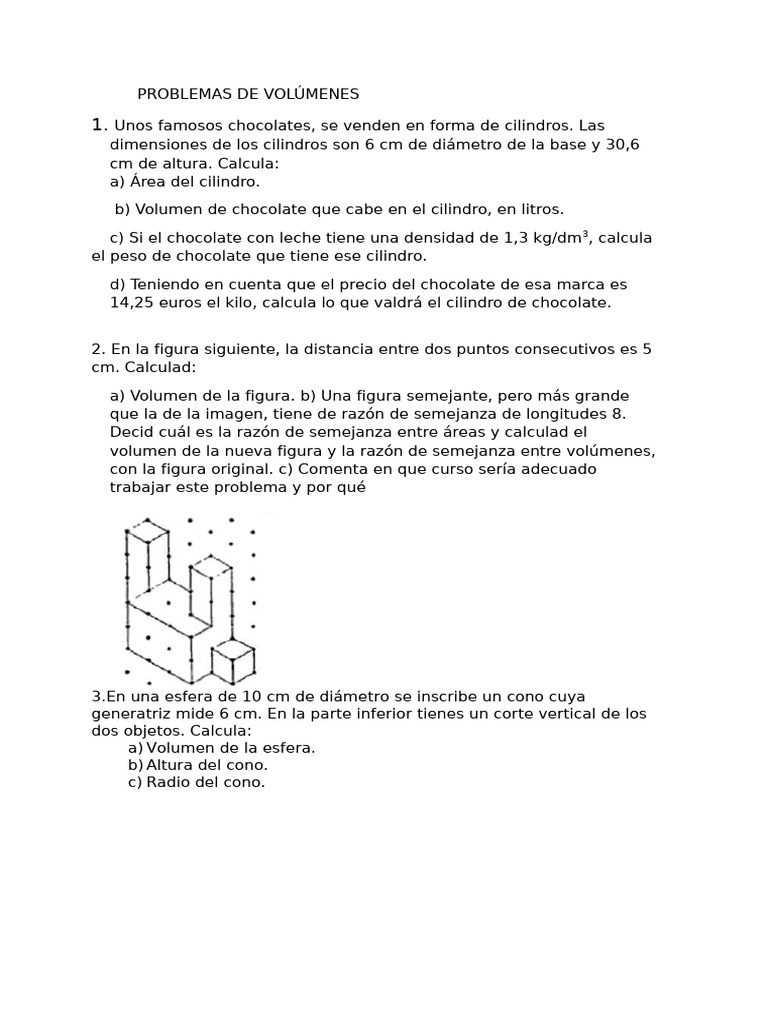 Problemas de Volã Menes y Ã Reas-2 | PDF